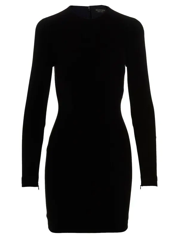 Balenciaga Stretch Ruched Twill Minidress - Black