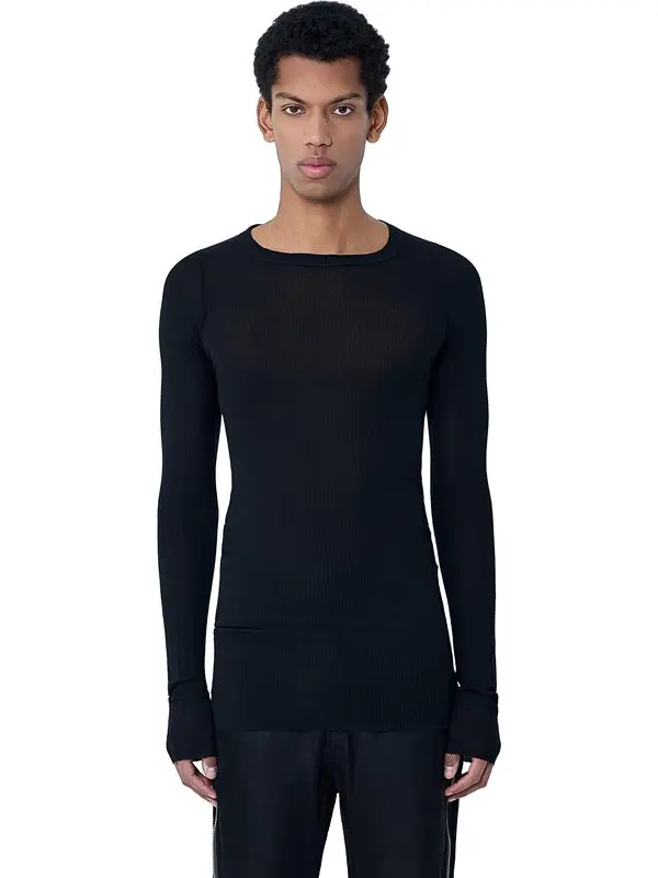 Rick Owens Ribbed Long Sleeve Top - Black