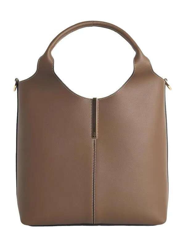 TOD'S Shopping Tote Small Leather Bag - Brown