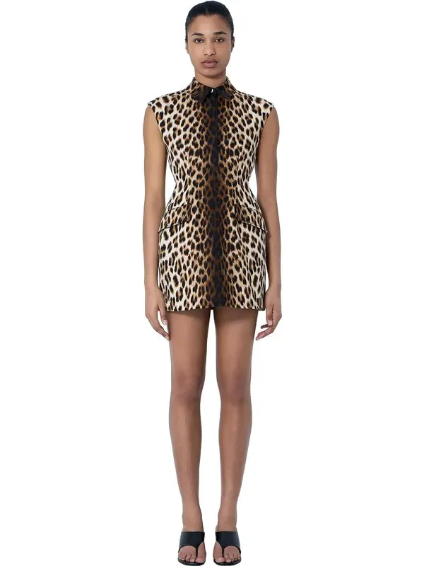 Sportmax Sleeveless Animal Print Dress - Brown