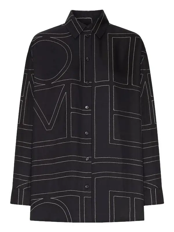 TOTEME Graphic Silk Button-down Shirt - Black