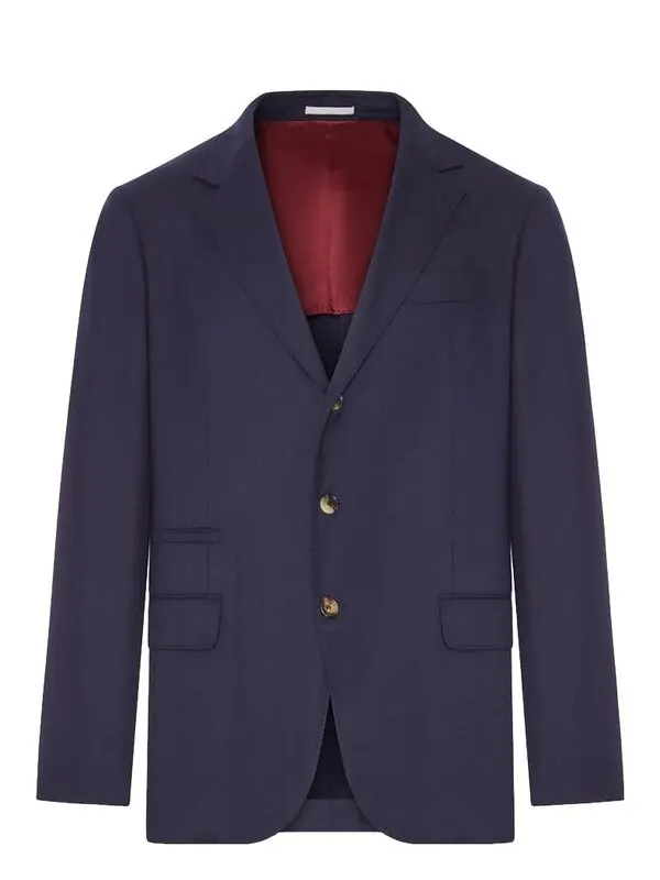 Brunello Cucinelli Cashmere Blazer With Contrasting Lining - Blue