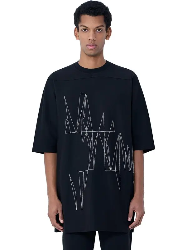 Moncler Rick Owens Graphic Embroidered T-shirt - Black