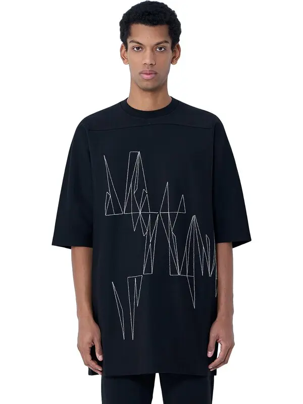 Moncler Rick Owens Graphic Embroidered T-shirt - Black