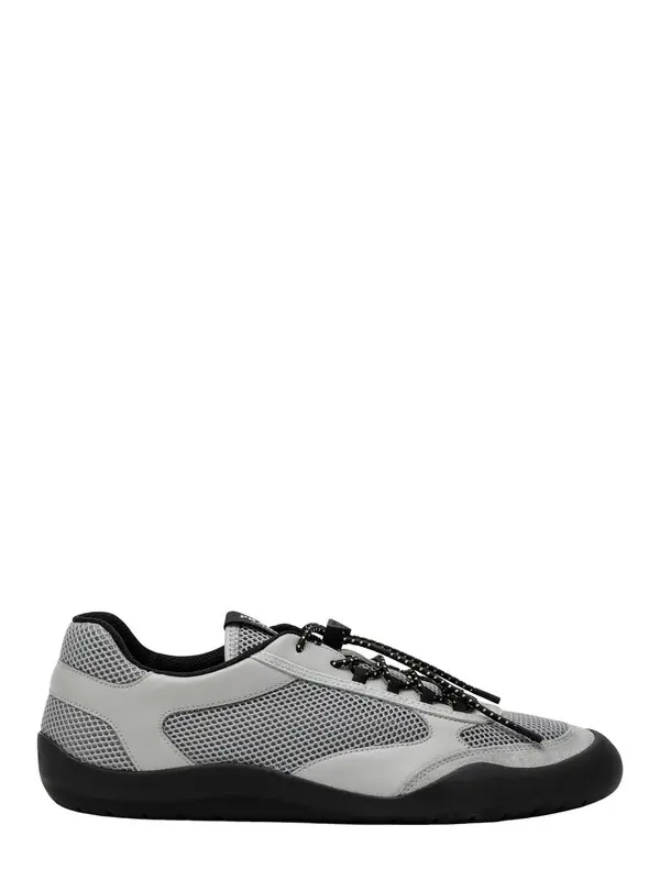 Prada Grey Speedrock Sneakers In Leather And Mesh Fabric - Gray