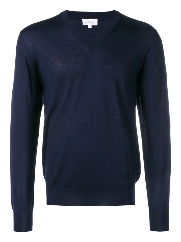 Brioni Wool Cashmere Silk V-neck Sweater - Multicolor
