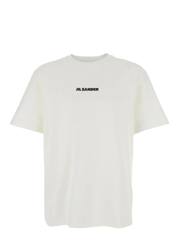JIL SANDER Crew Neck T-shirt With Logo Lettering On The Front In Cotton For - White