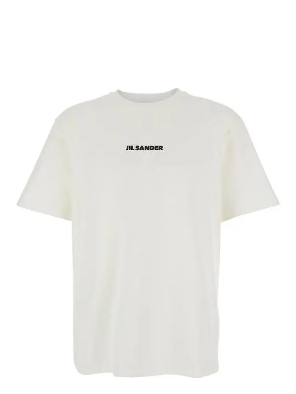 JIL SANDER Crew Neck T-shirt With Logo Lettering On The Front In Cotton For - White