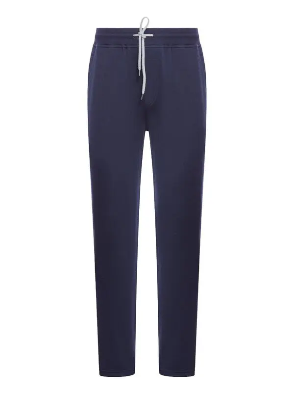 Brunello Cucinelli Double-band Cotton, Cashmere And Silk Sweatpants - Blue