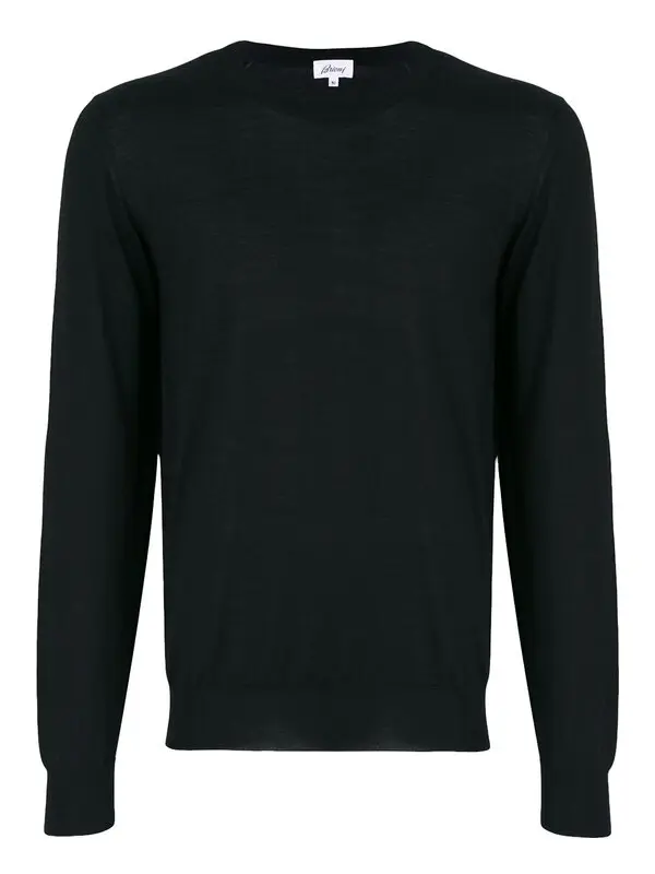 Brioni Solid Crew Neck Fine Knit Pullover - Multicolor
