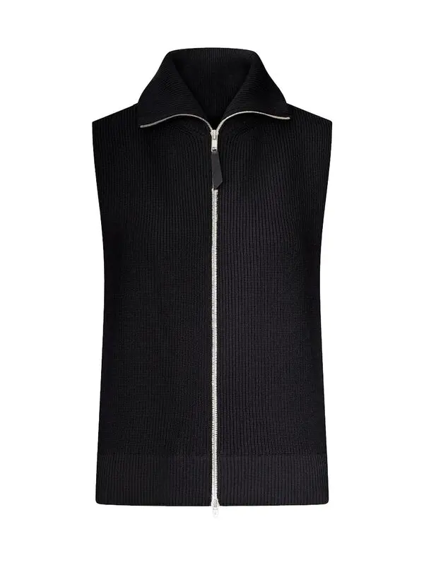 MAISON MARGIELA Ribbed Knit Zip-up Vest - Black