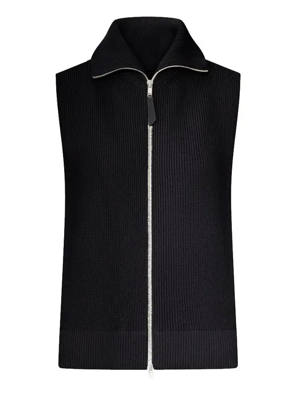 MAISON MARGIELA Ribbed Knit Zip-up Vest - Black