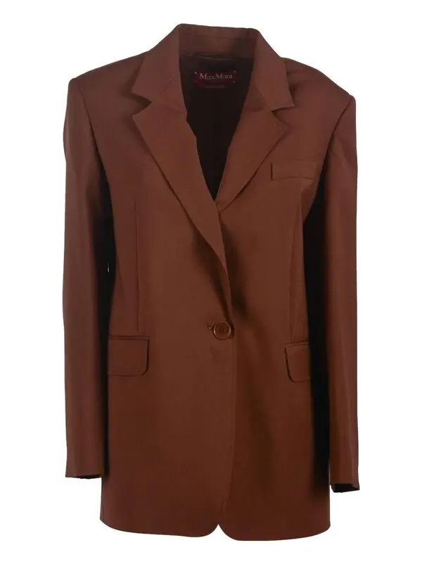 Max Mara Virgin Wool Single Breasted Blazer - Brown