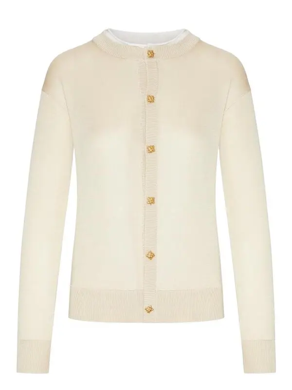 Bottega Veneta Double Silk Knit Cardigan - Cream