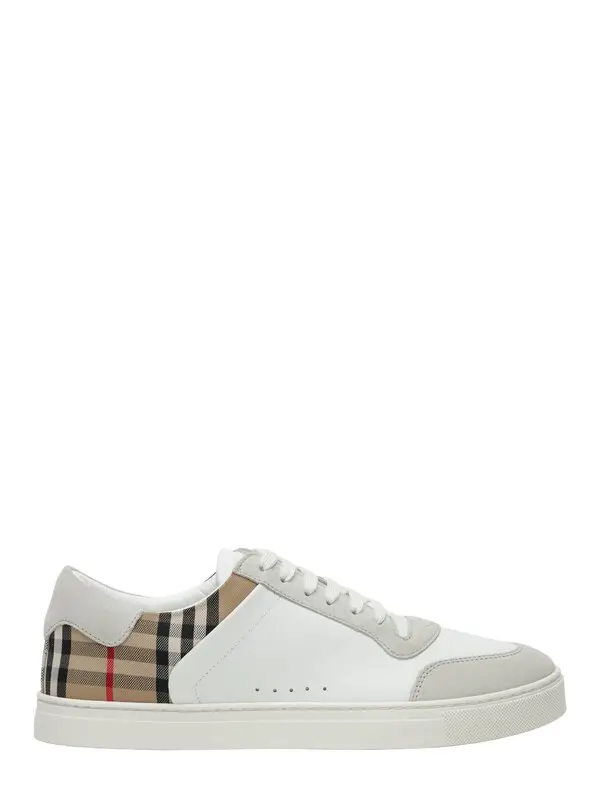 Burberry Check Leather Sneakers - White