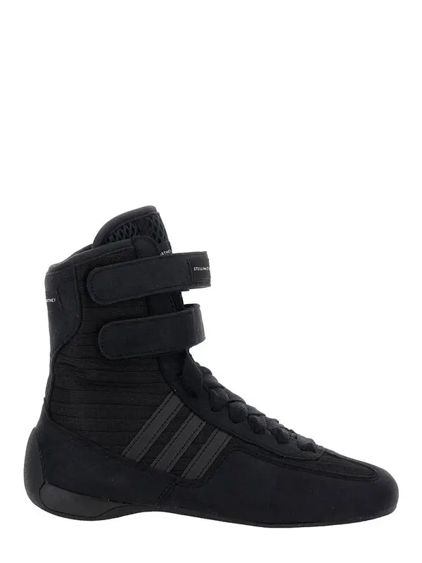 Stella McCartney Rasant' Black Sneakers With Strap Closure And Logo Detail On The Side In Tech Fabric - Multicolor