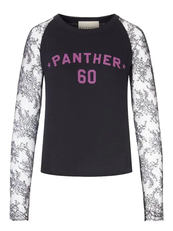 Valentino Garavani T-shirt With Lace Sleeves - Black