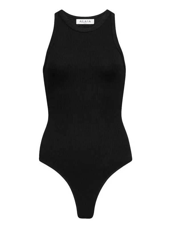 Alaïa Sculpting Rib Jersey Bodysuit - Black