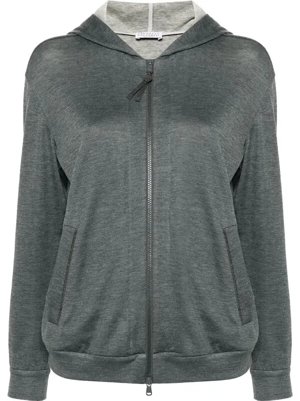 Brunello Cucinelli Cotton And Silk Hooded Cardigan - Multicolor