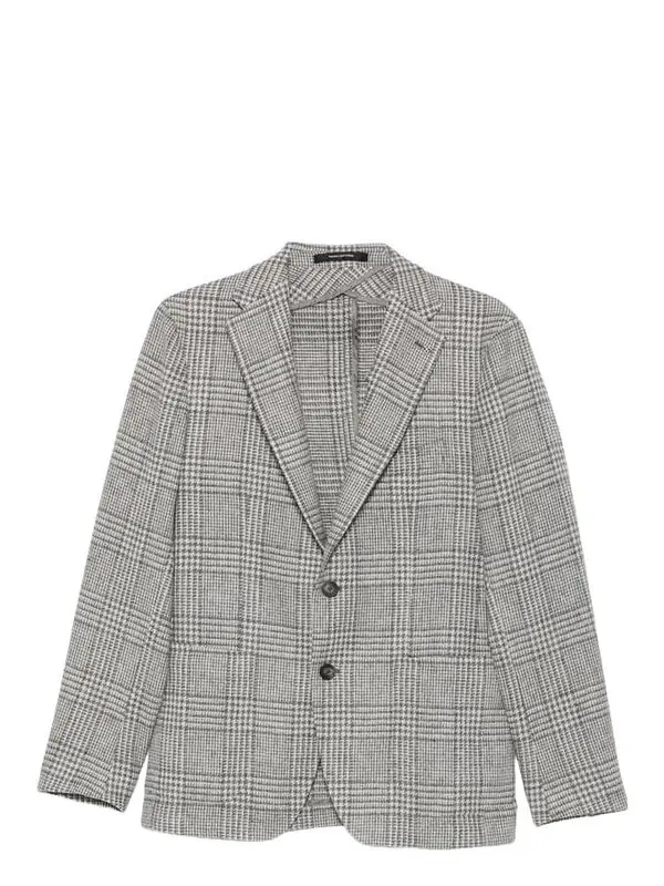 Tagliatore Prince Of Wales Check Wool Blazer - Gray