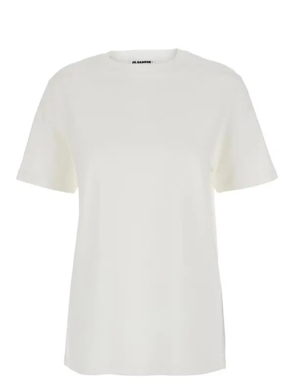 JIL SANDER Crewneck T-shirt With Logo Patch - Multicolor
