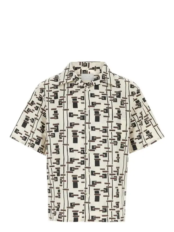 Prada Printed Cotton Poplin Shirt - Cream
