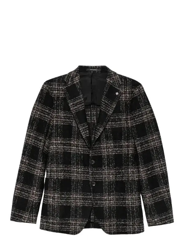 Tagliatore Checked Wool Blend Blazer - Black