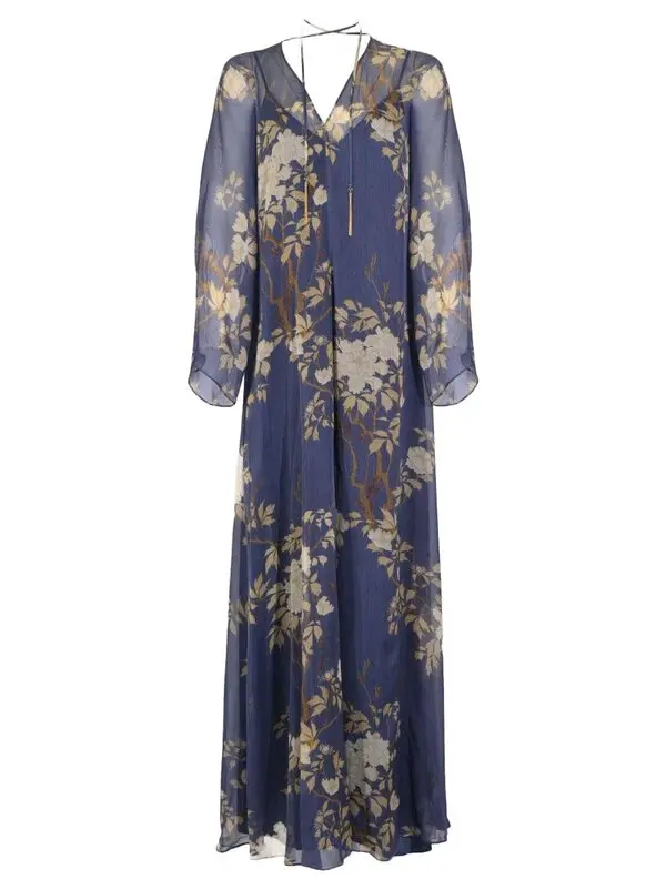 Max Mara Printed Silk Dress - Blue