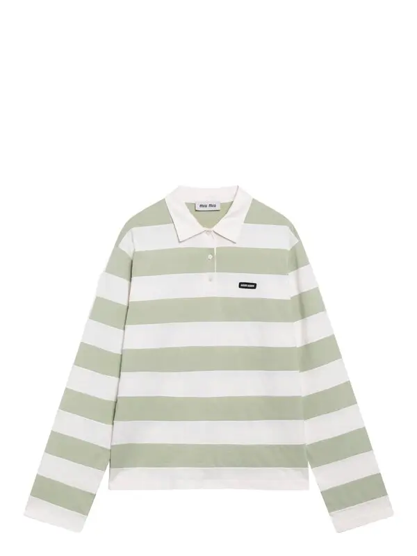 Miu Miu Striped Jersey Polo Shirt - Pink