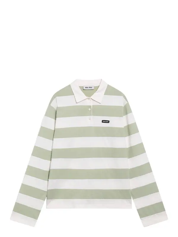 Miu Miu Striped Jersey Polo Shirt - Pink