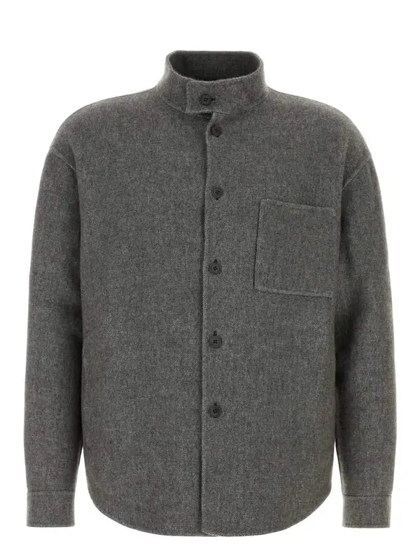 Giorgio Armani Grey Silk Blend Overshirt - Gray