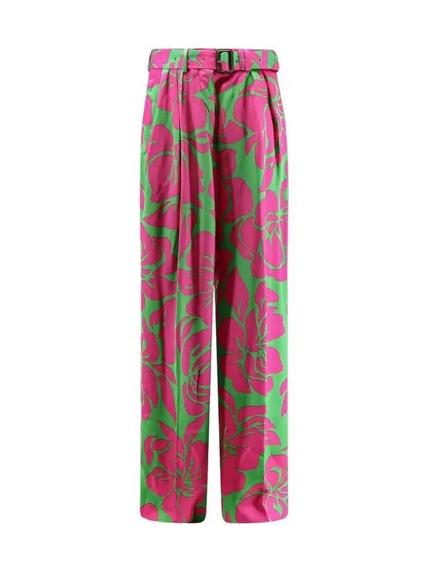 Dries Van Noten Peaches Viscose Trousers - Green