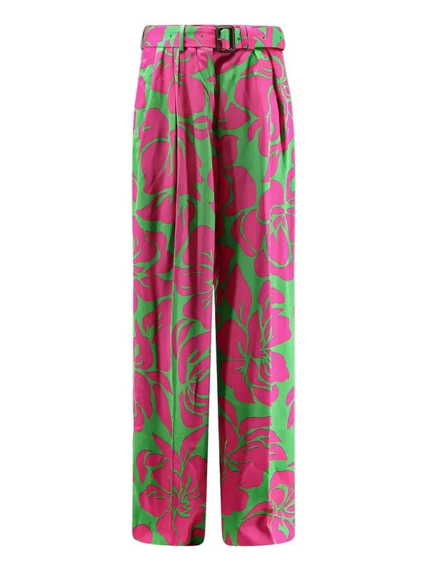 Dries Van Noten Peaches Viscose Trousers - Green