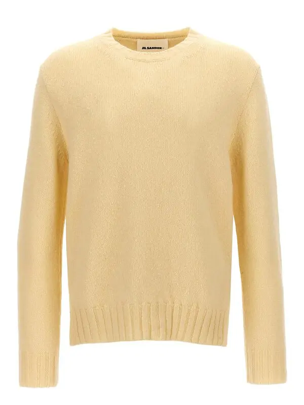 JIL SANDER Wool Blend Crew Neck Sweater - Cream