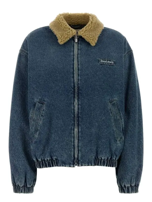 Miu Miu Denim Bomber Jacket - Blue