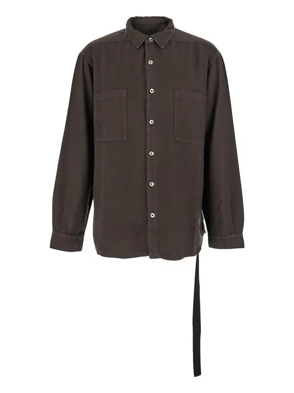 Rick Owens Brown Classic Collar Shirt With Lace Detail In Cotton - Multicolor