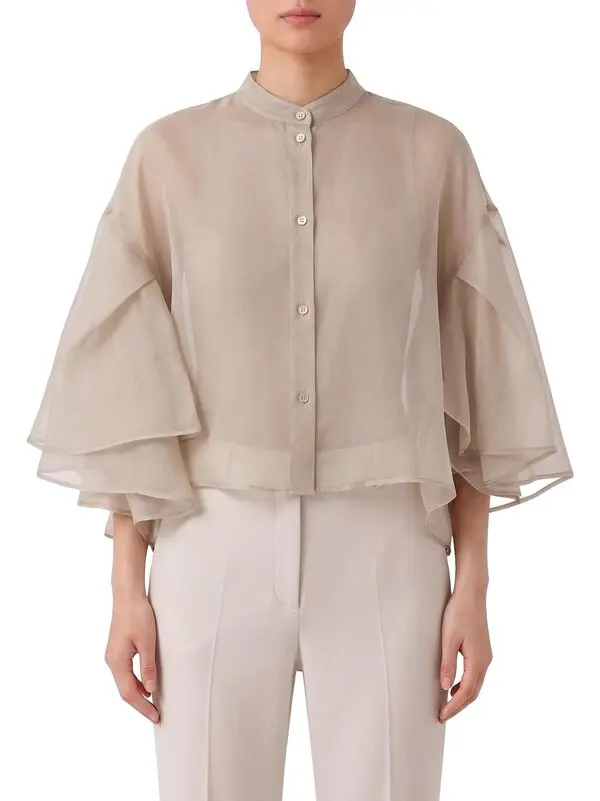 Max Mara Silk Cape Blouse - Cream