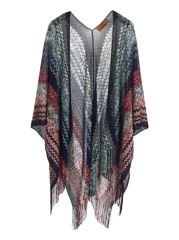 Missoni Cape With Multicolored Motif And Tech Fabric, Multicolored - Multicolor