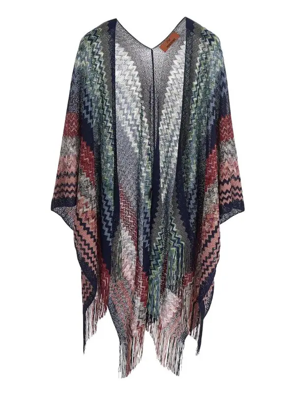 Missoni Cape With Multicolored Motif And Tech Fabric, Multicolored - Multicolor