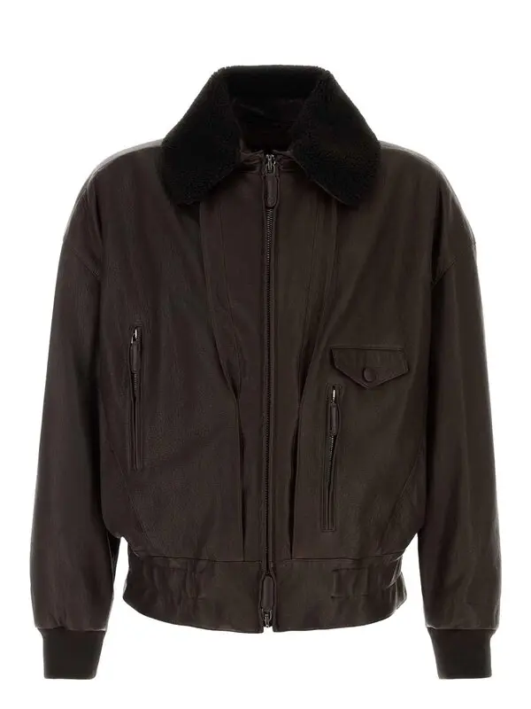 Giorgio Armani Dark Leather Jacket - Brown