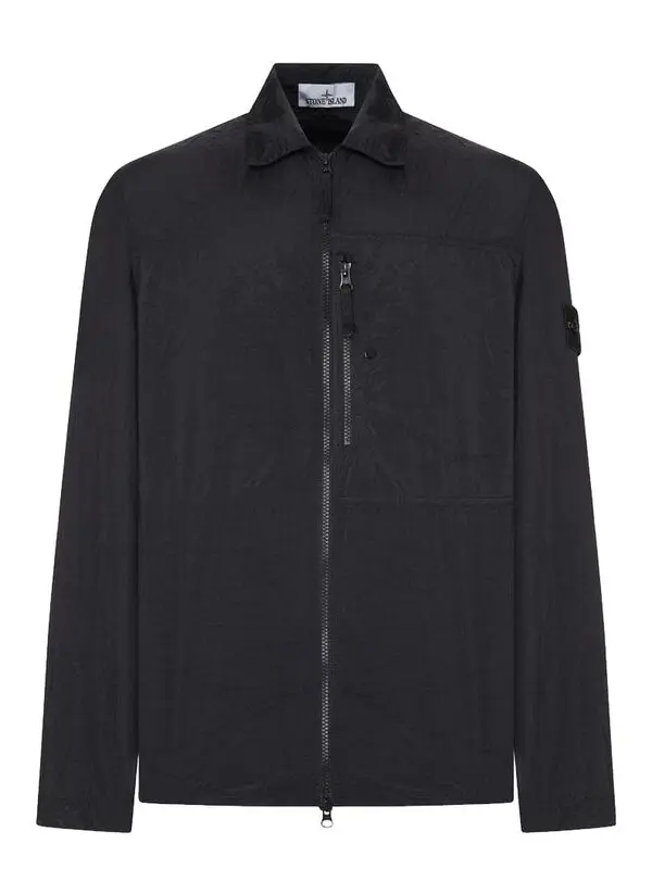 Stone Island Nylon Overshirt With Badge - Black