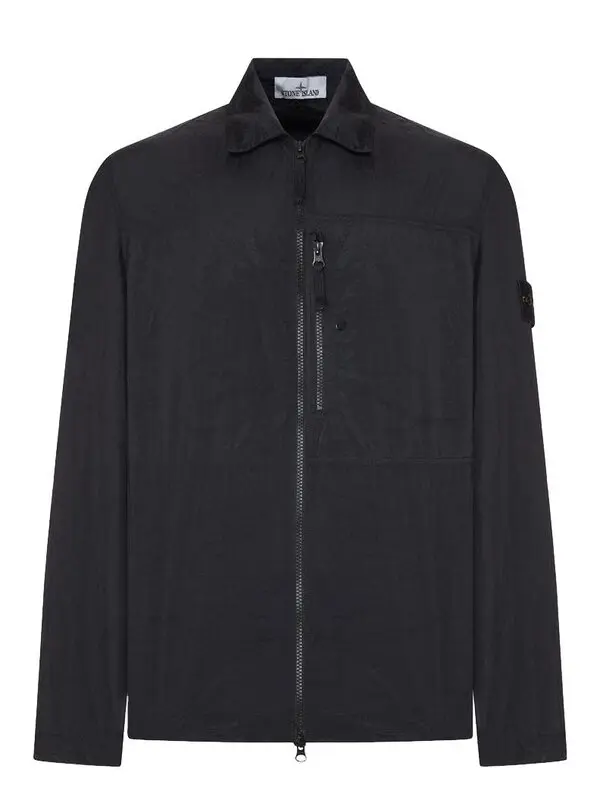 Stone Island Nylon Overshirt With Badge - Black