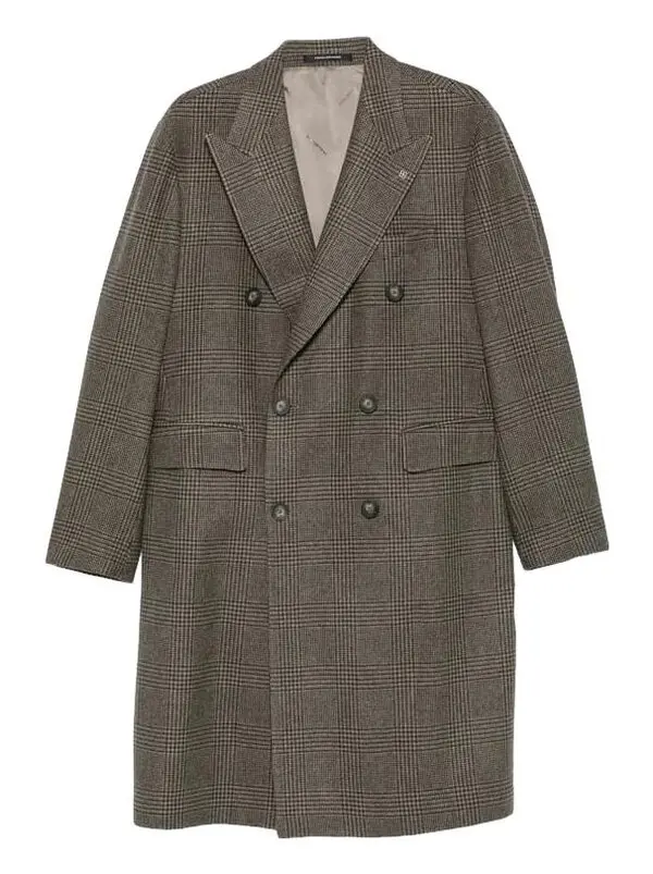 Tagliatore Prince Of Wales Check Double-breasted Overcoat - Brown