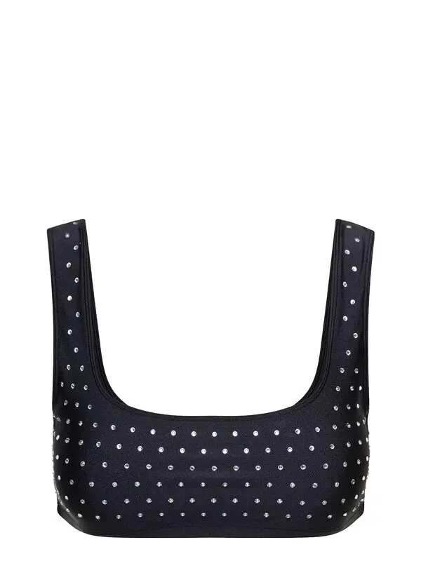 Andamane Black Sports Bra With Crystals In Polyammide - Multicolor