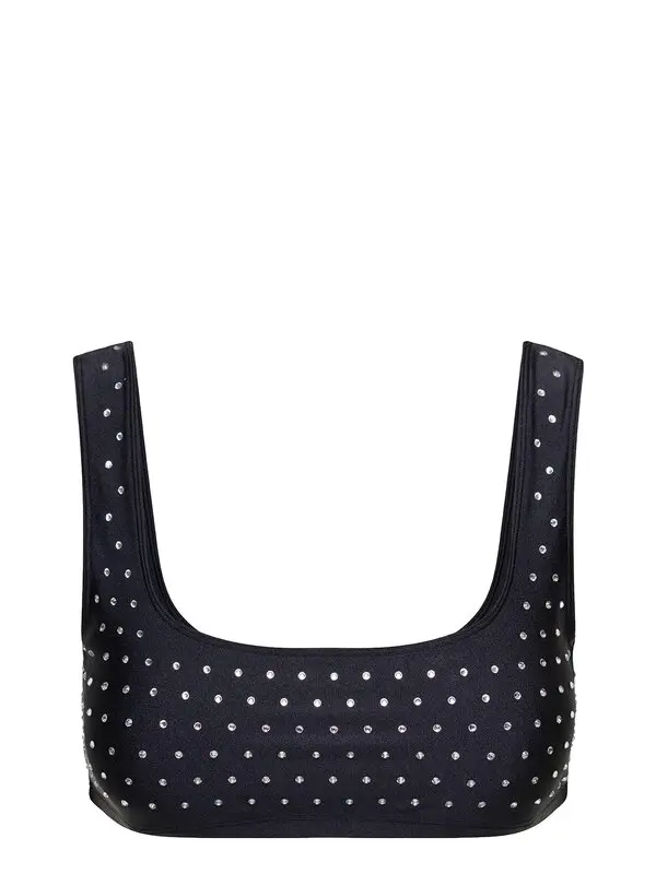 Andamane Black Sports Bra With Crystals In Polyammide - Multicolor