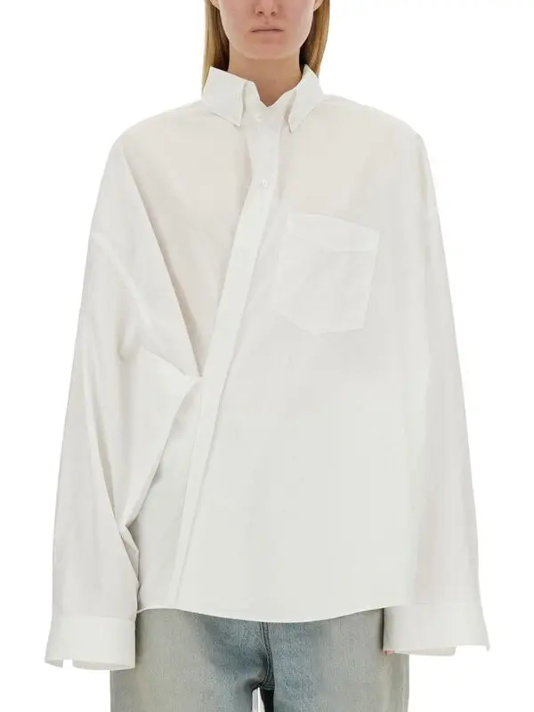 Balenciaga Cotton Wrap Shirt - White