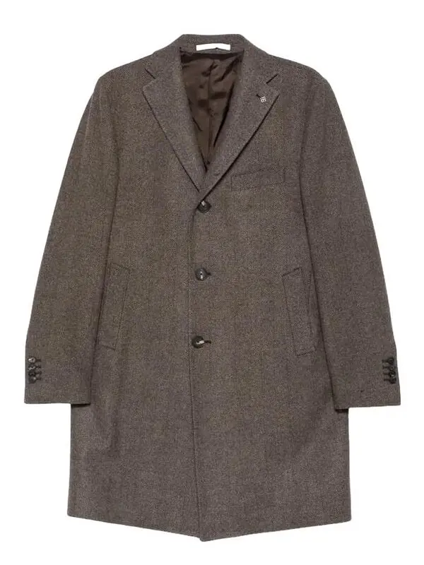 Tagliatore Single-breasted Herringbone Coat - Brown