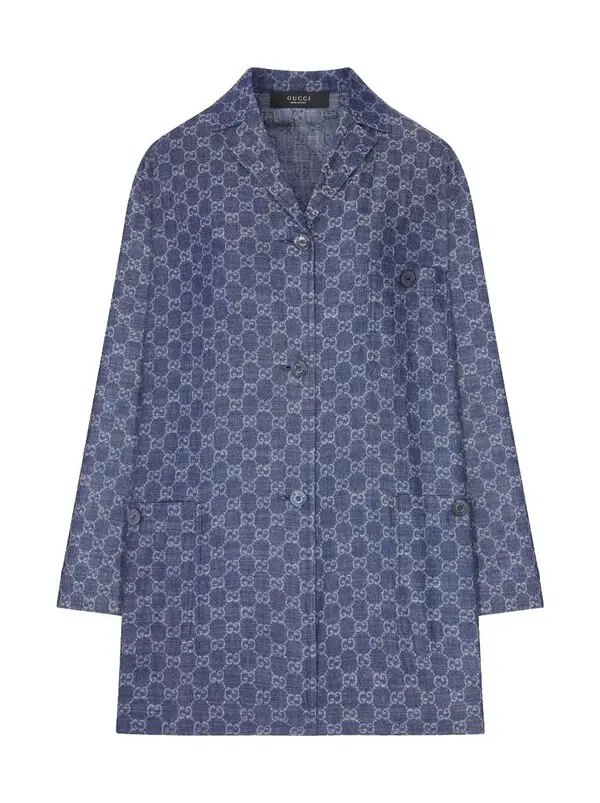 Gucci Gg Jacquard Cotton Denim Jacket - Blue