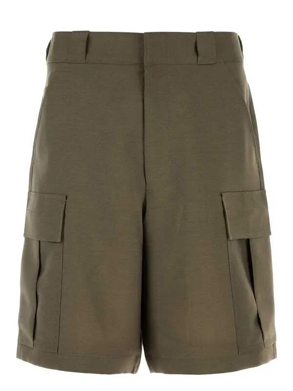 Prada Mohair Blend Cargo Bermuda Shorts - Green