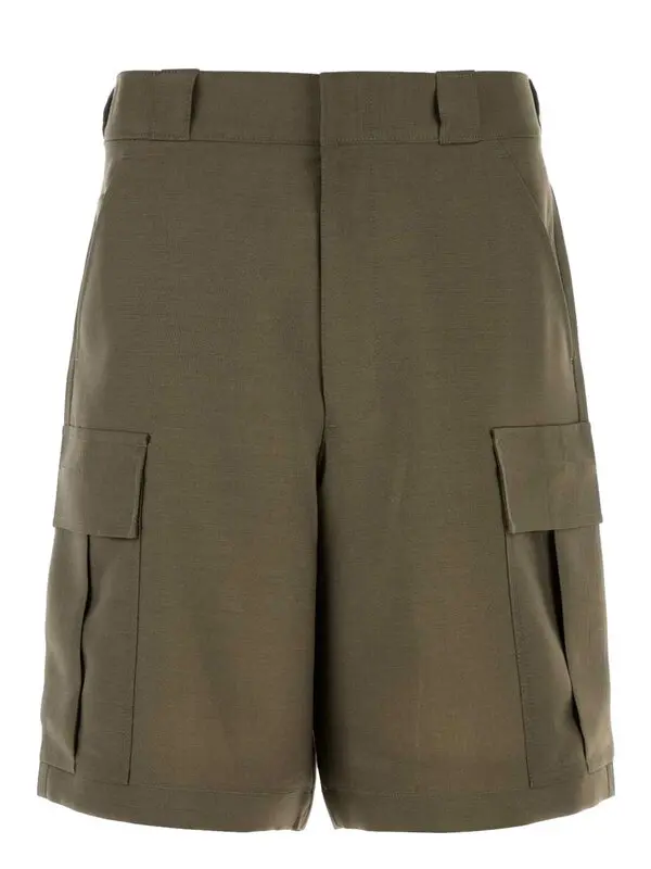 Prada Mohair Blend Cargo Bermuda Shorts - Green